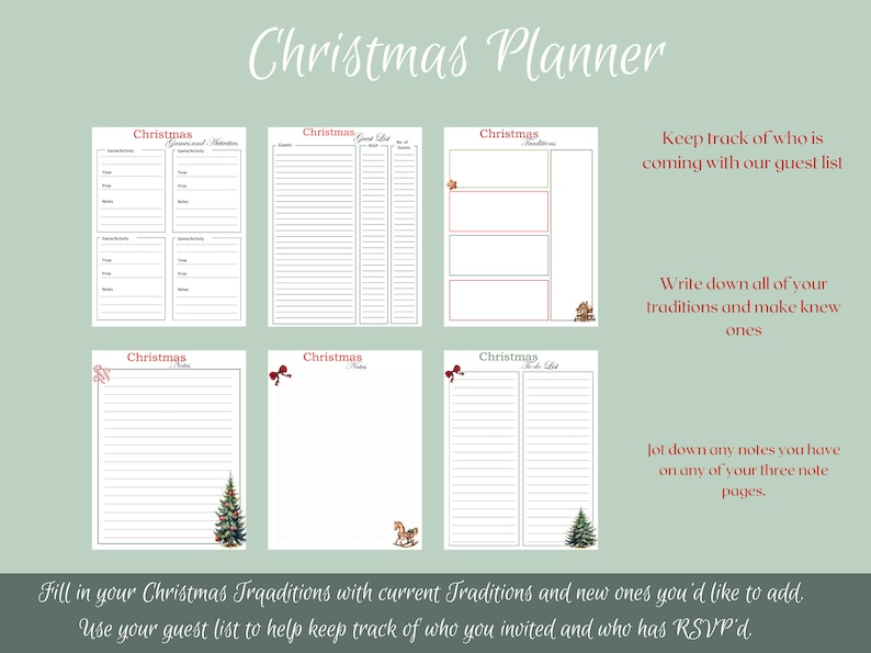 Christmas Planner, Christmas Printable Planner, Holiday Planner, A5 ...