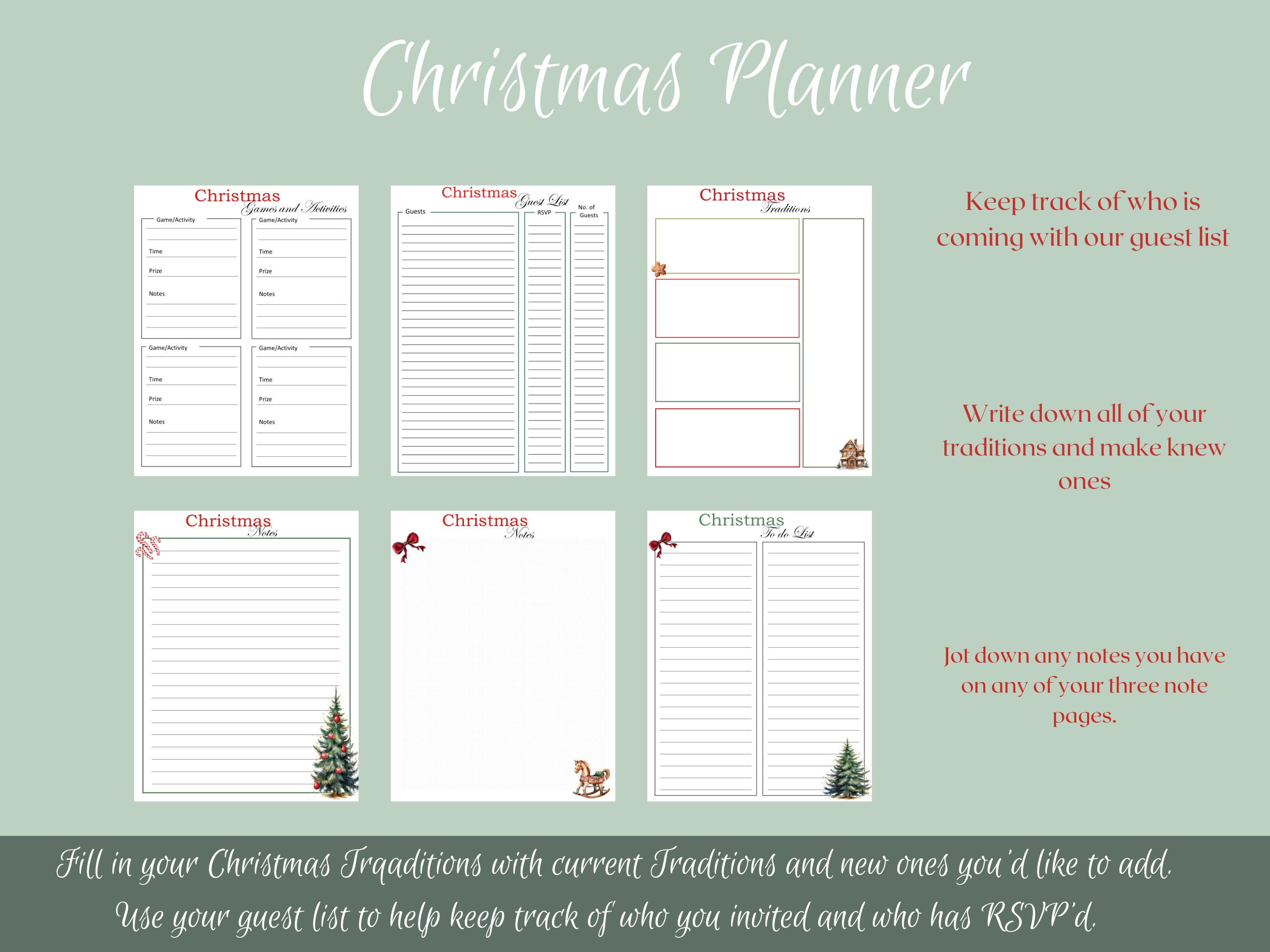 Christmas Planner, Christmas Printable Planner, Holiday Planner, A5 ...