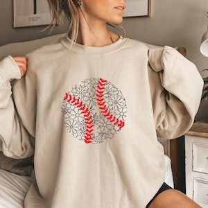 Floral Baseball Sweatshirt,baseball Lover Sweatshirt,basketball Mom ...