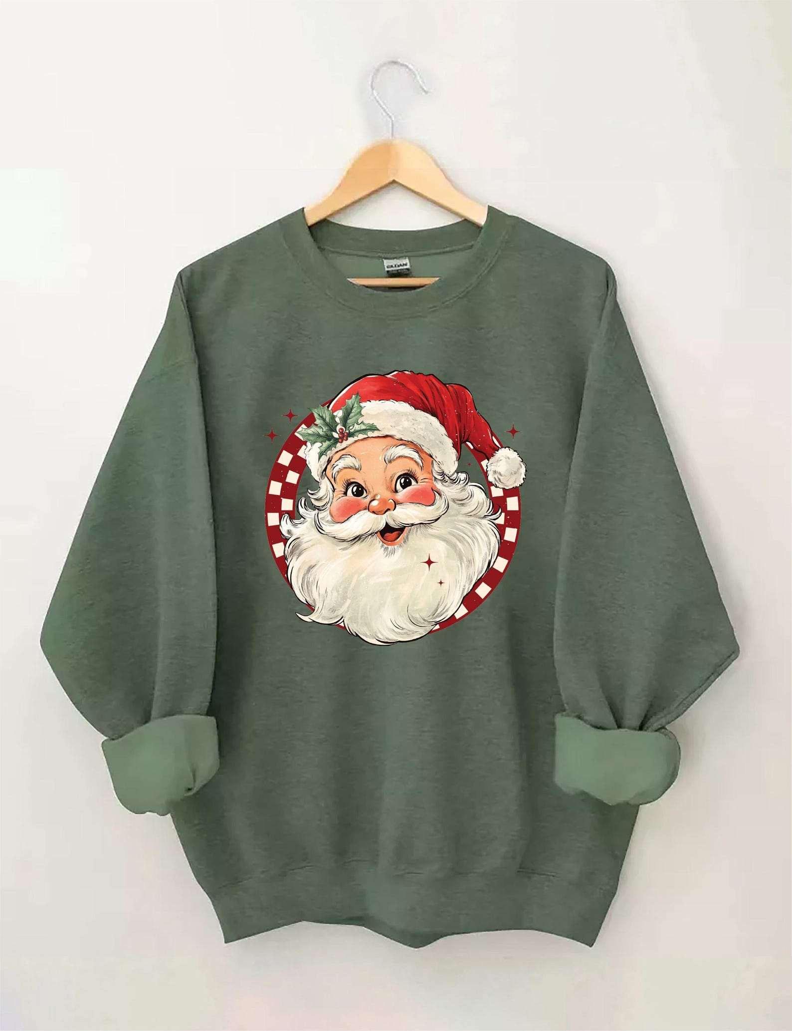 Retro Santa Sweatshirt,checkered Santa Sweater,santa Retro Christmas T ...