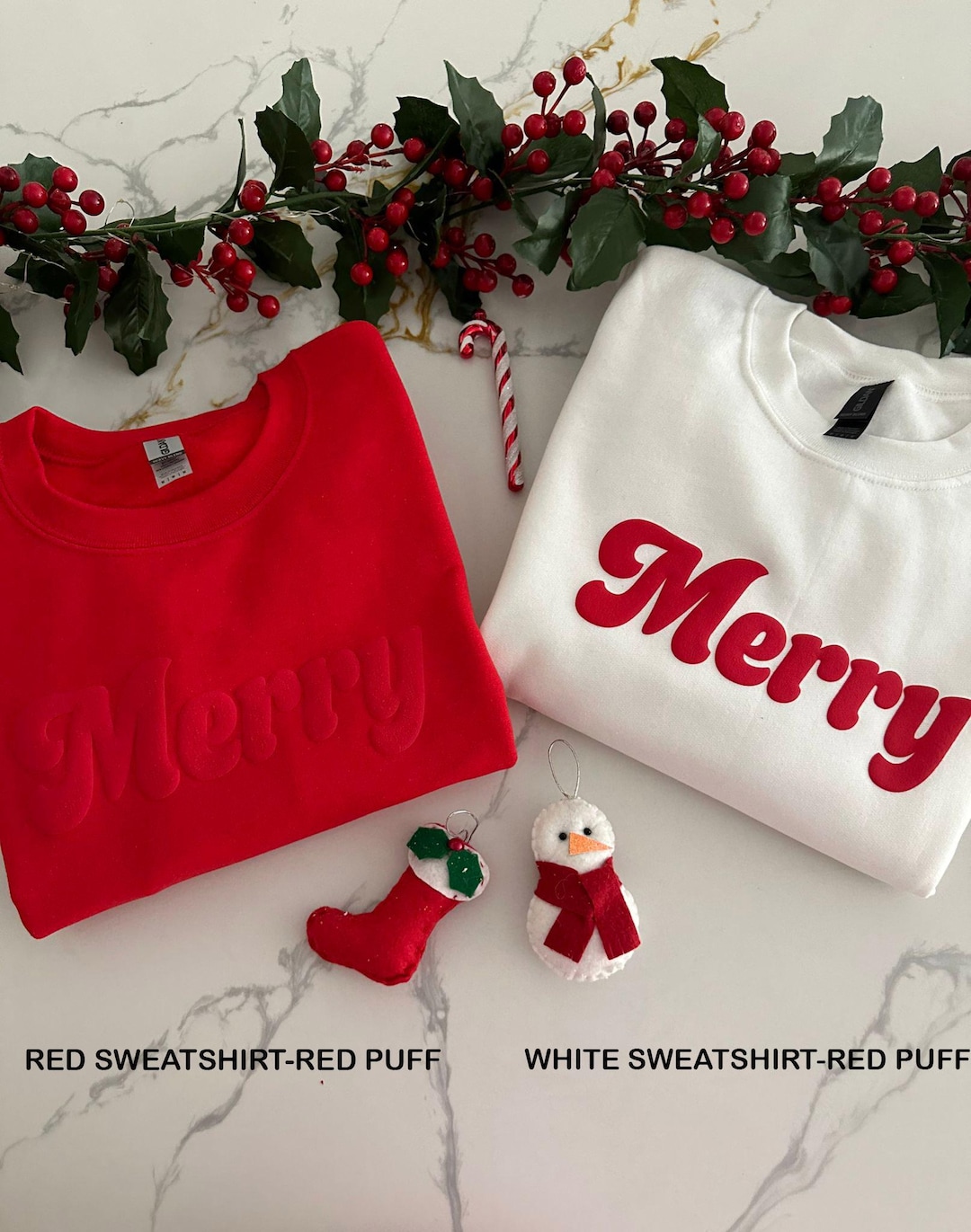 Puff Print Merry Sweatshirt,christmas Sweatshirt,holıday Sweater,merry ...