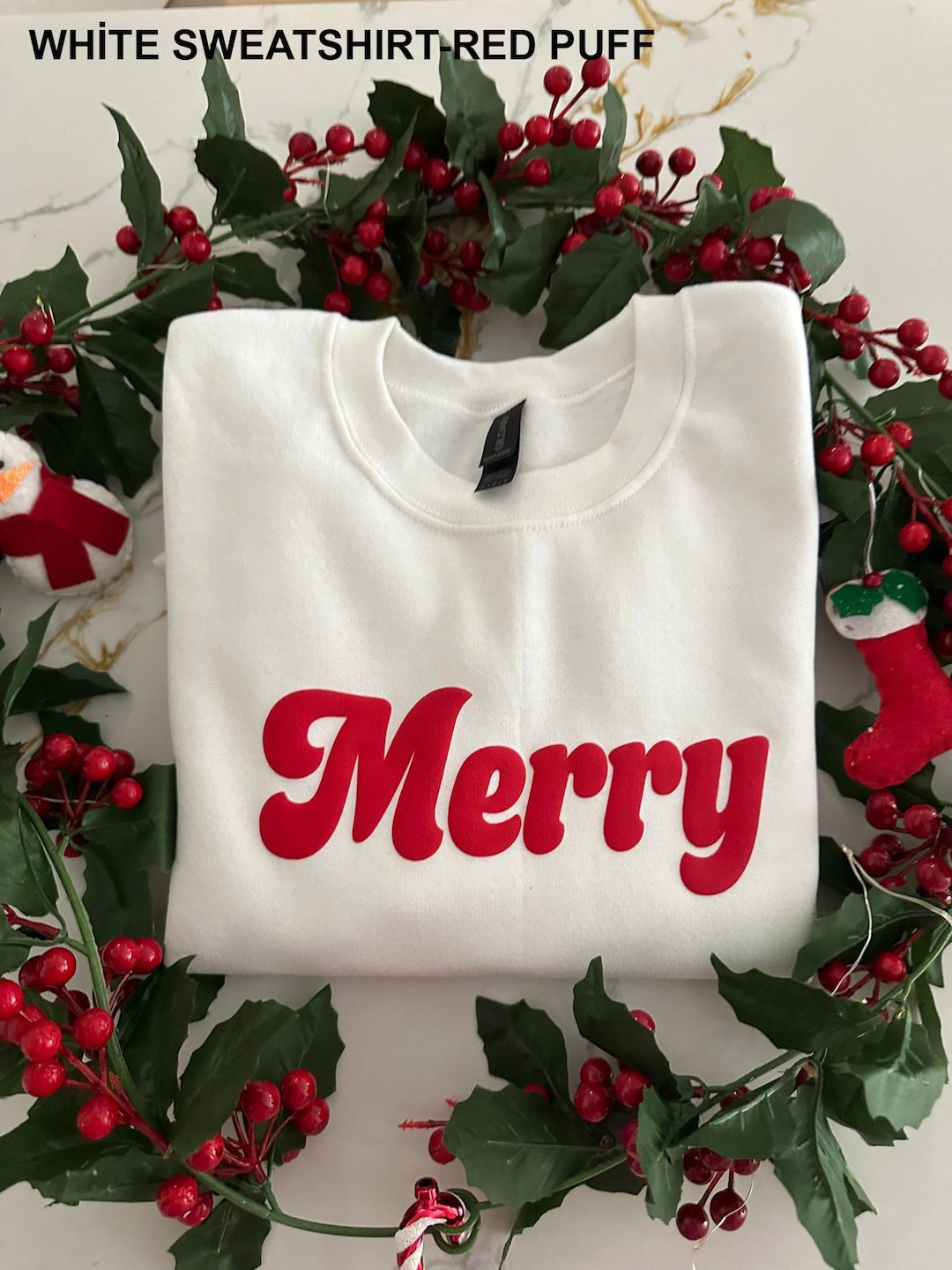 Embossed Merry Sweatshirt,christmas Sweatshirt,holıday Sweater,merry ...