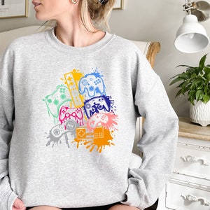 Video Game Controller Color Sweatshirt,gamer Sweatshirt Game Day Tshirt ...