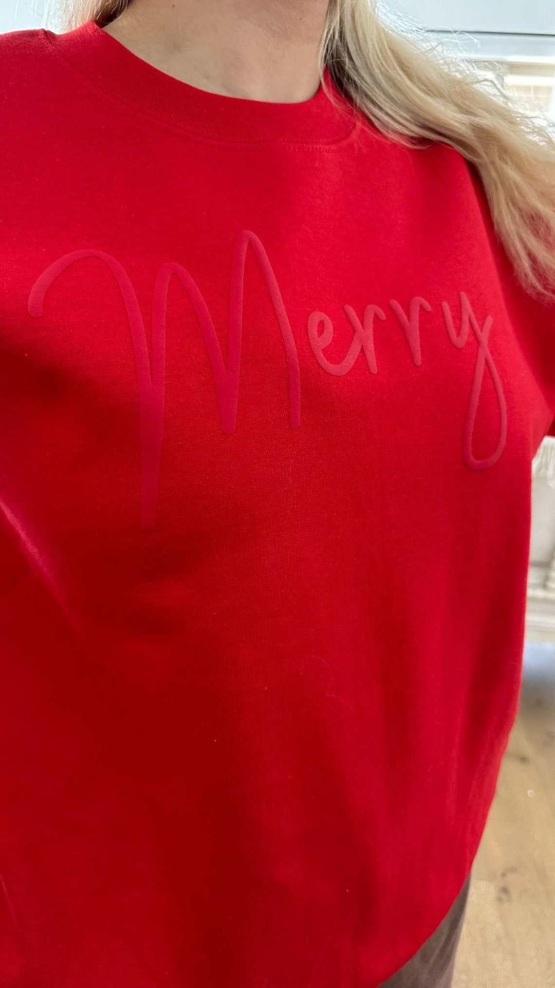 Embossed Merry Sweatshirt,christmas Sweater,merry Puff Sweatshirt ...
