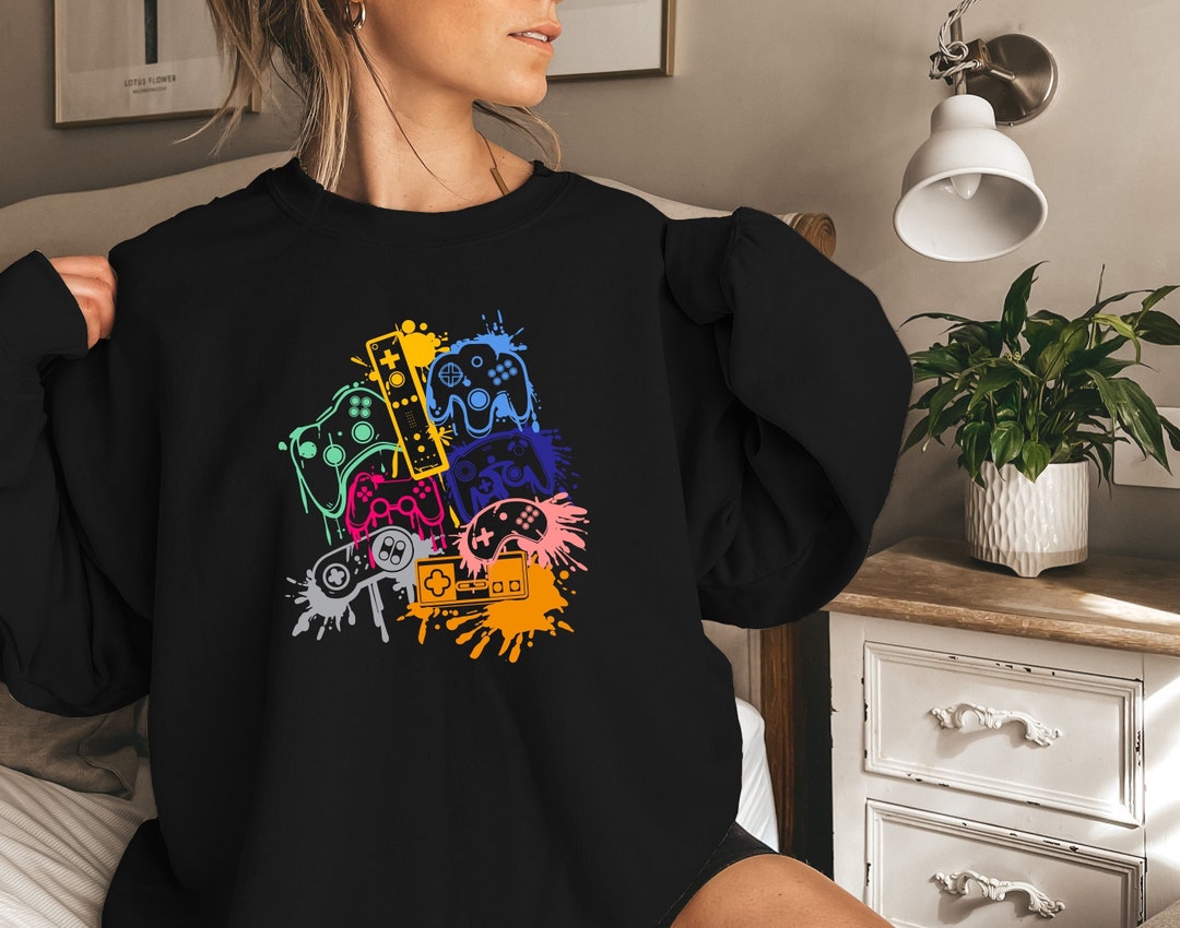 Video Game Controller Color Sweatshirt,gamer Sweatshirt Game Day Tshirt ...