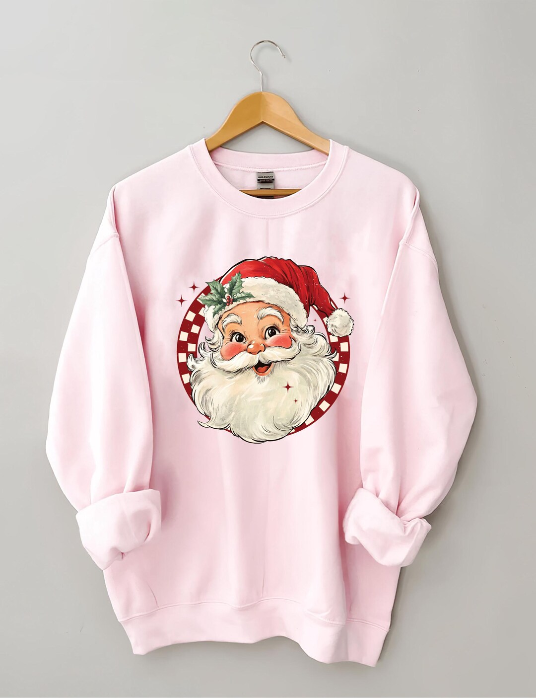 Retro Santa Sweatshirt,checkered Santa Sweater,santa Retro Christmas T ...