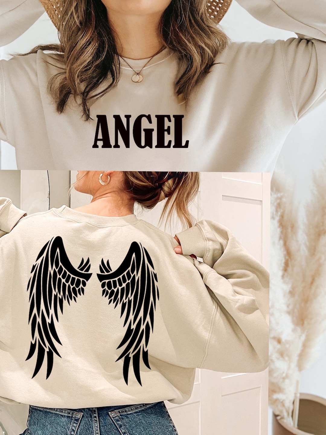 Angel Wings Sweatshirt,back and Front Design Sweatshirt,angel ...