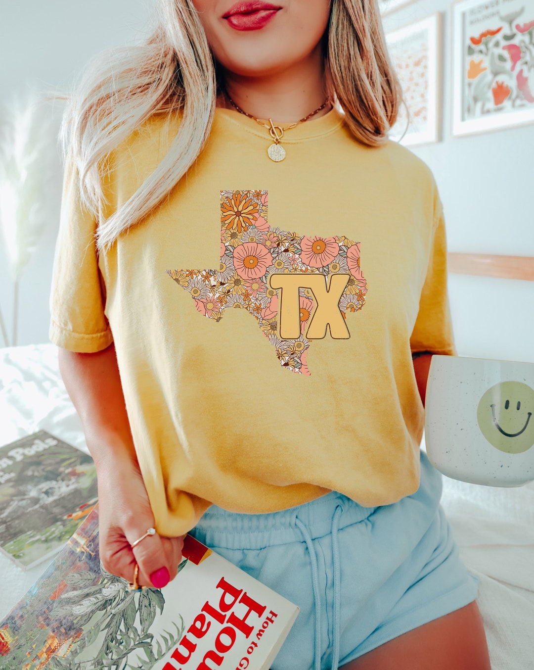 Boho Floral Texas Shape Tshırt,flowers Texas Shirt,tx Shirt,lone Star ...