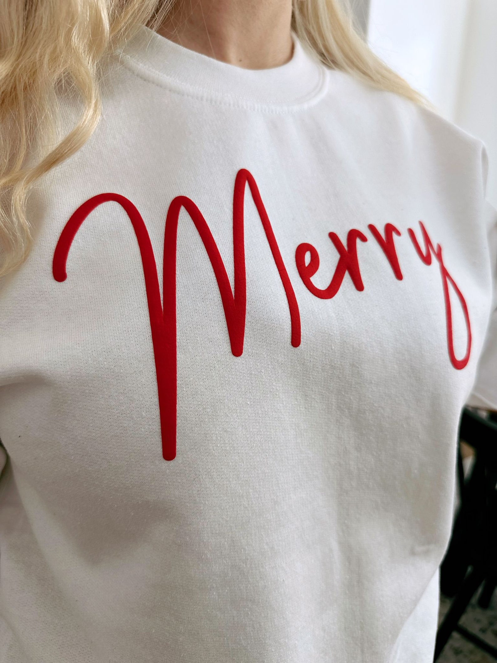 Embossed Merry Sweatshirt,christmas Sweater,merry Puff Sweatshirt ...