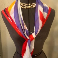 1990s Vivid Liz Claiborne Perfume Scarf Limited Edition Royal Blue 35 ...