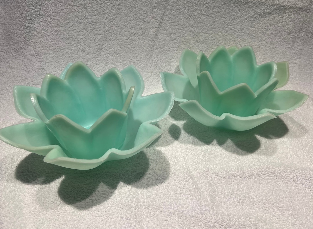 Lotus Flower and Plate Set, Jadeite Plastic, Set of Two. - Etsy