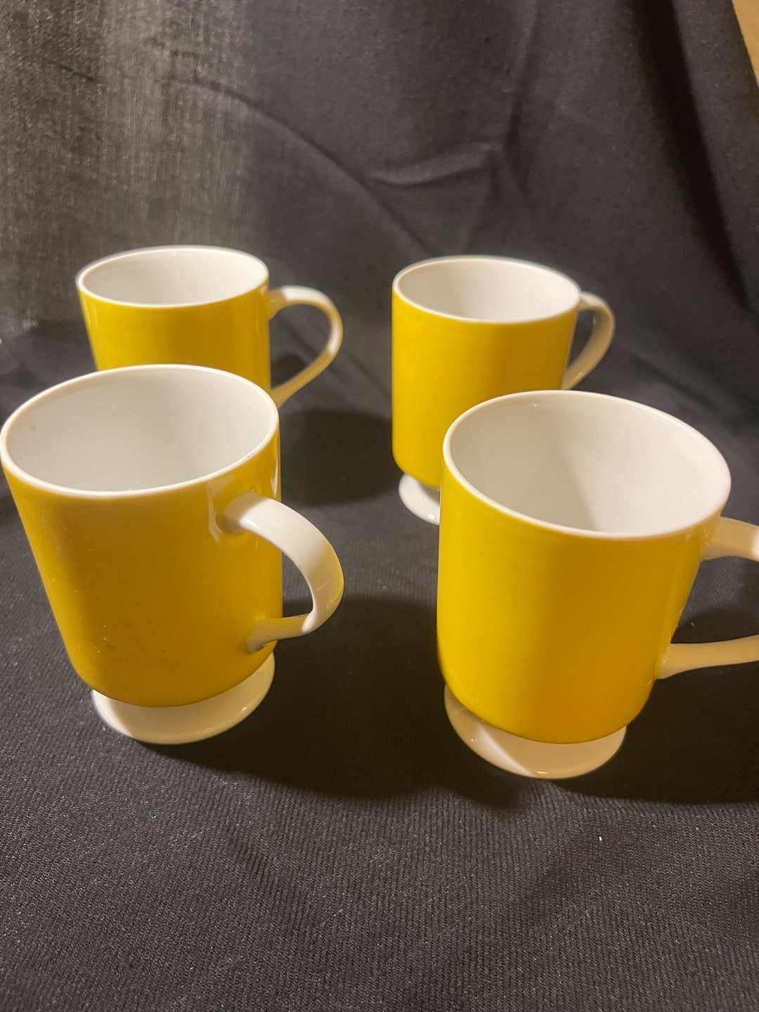 Set of Four 1970s Yellow Mugs - Etsy