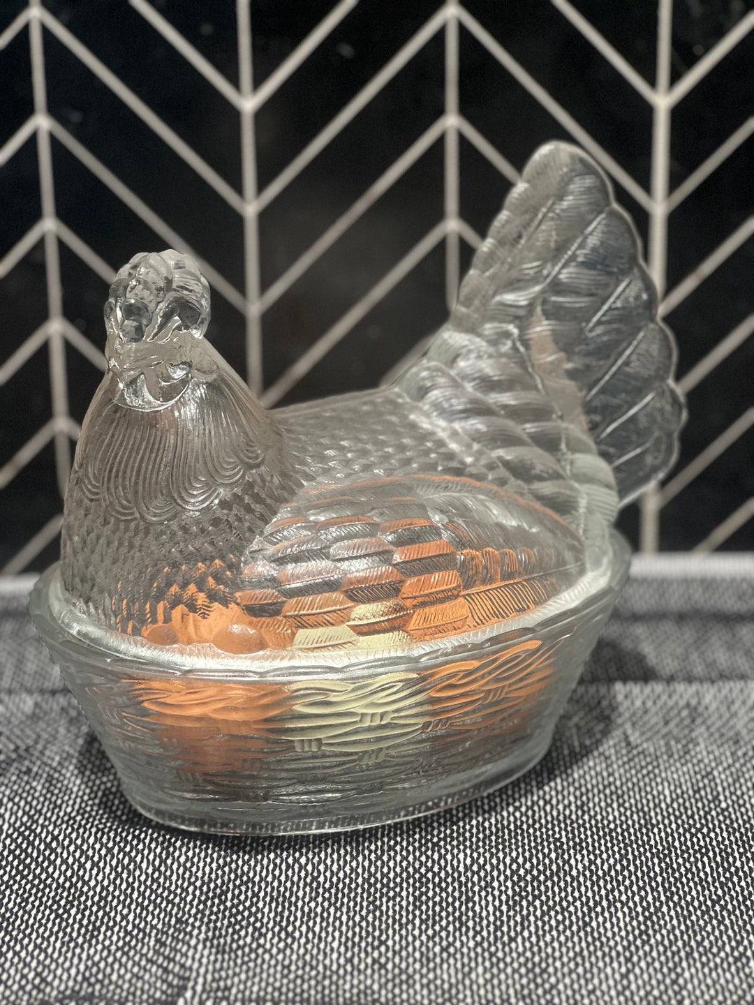 Vintage Hen on a Nest Covered Glass Dish - Etsy