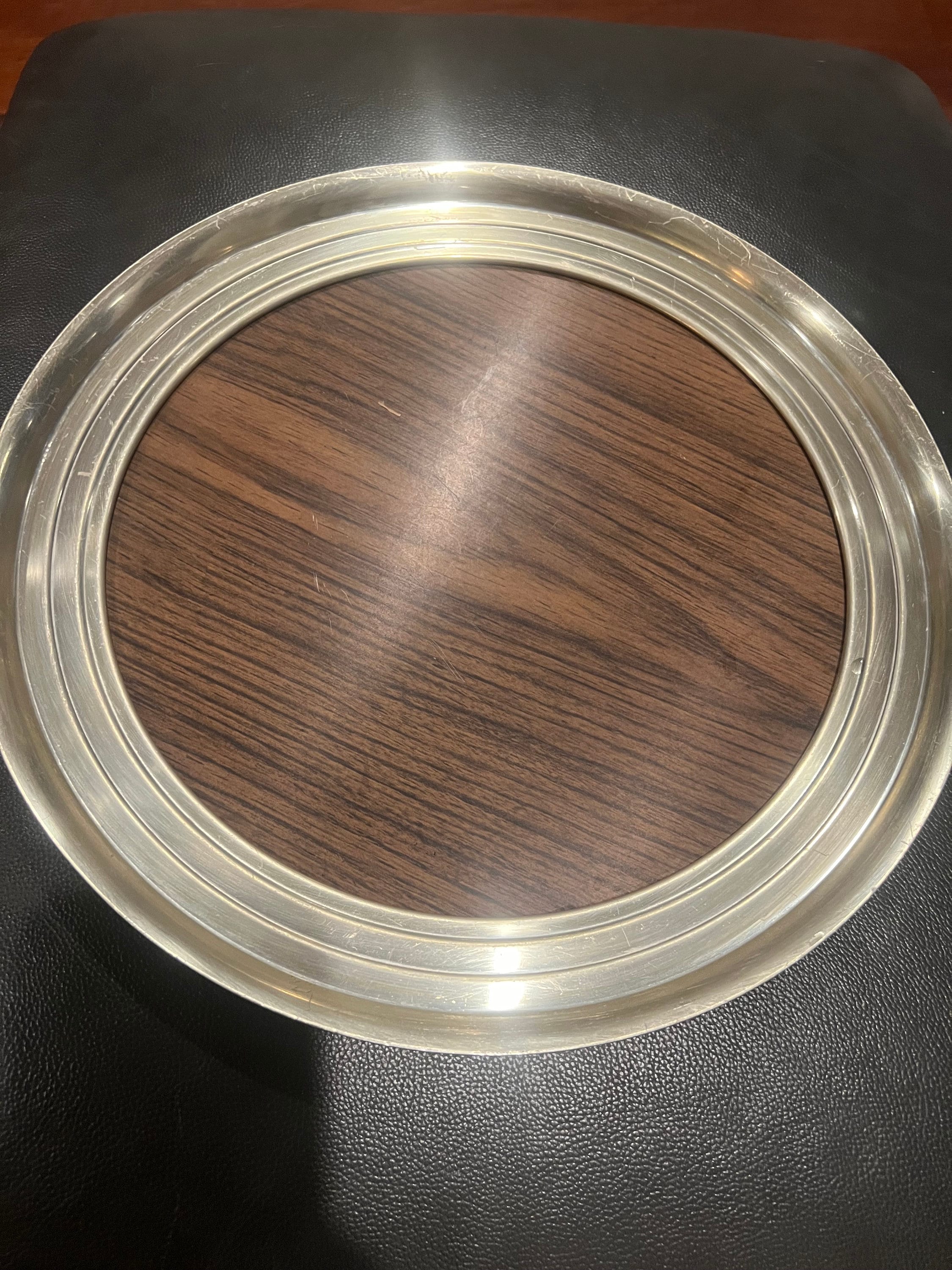 Mid Century Round Serving Tray, Faux Rosewood - Etsy