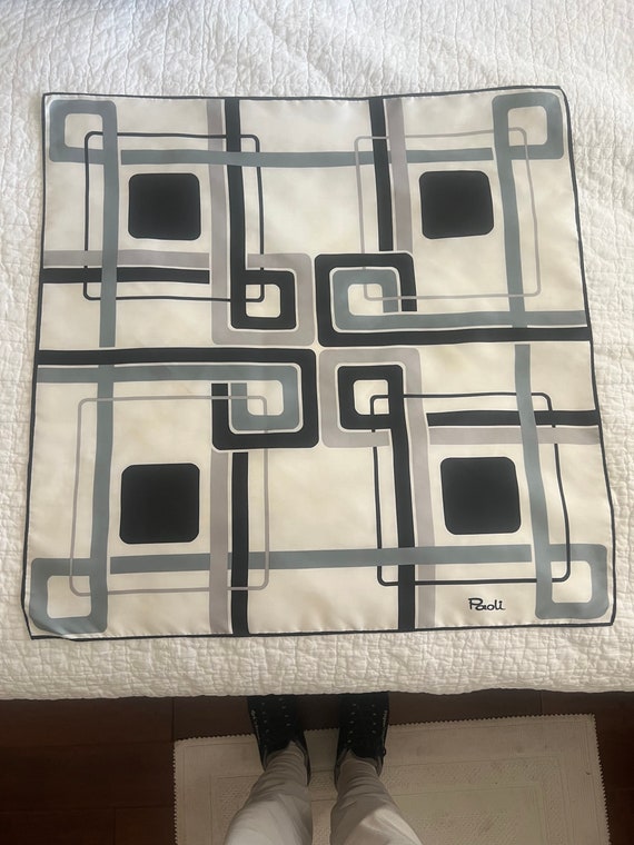 Paoli black, white and grey vintage scarf - Gem