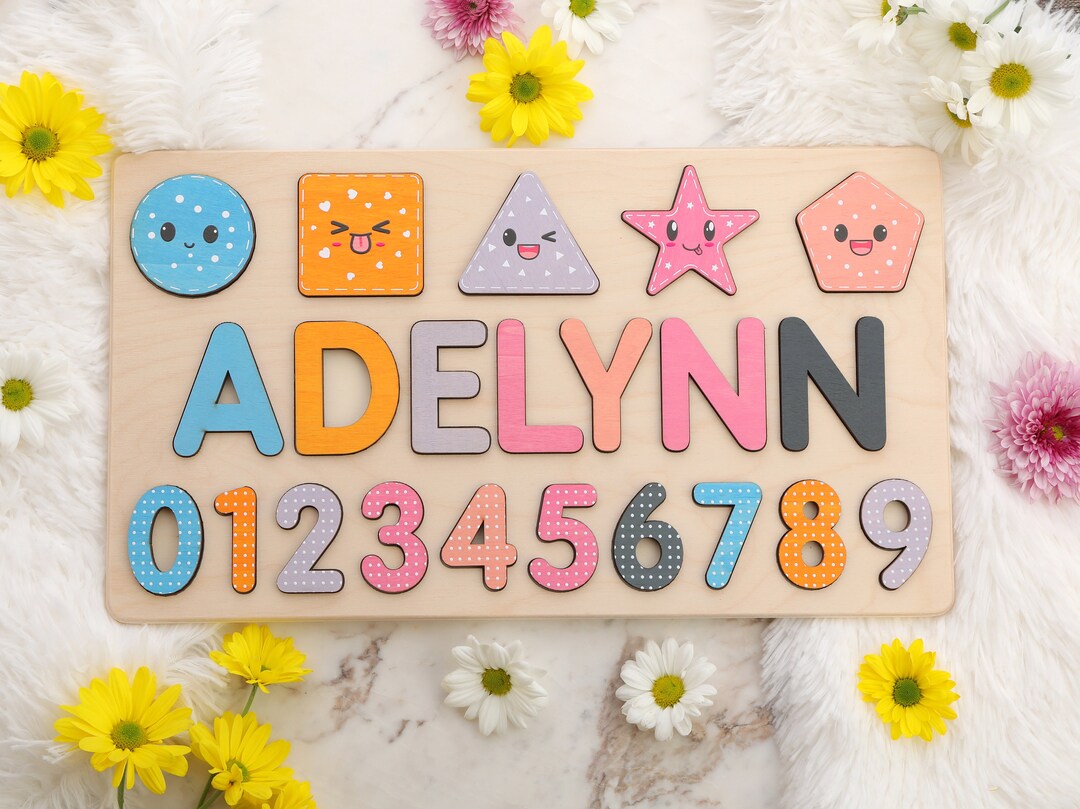Personalized Name Puzzle With Shapes Baby Toddler Kids - Etsy