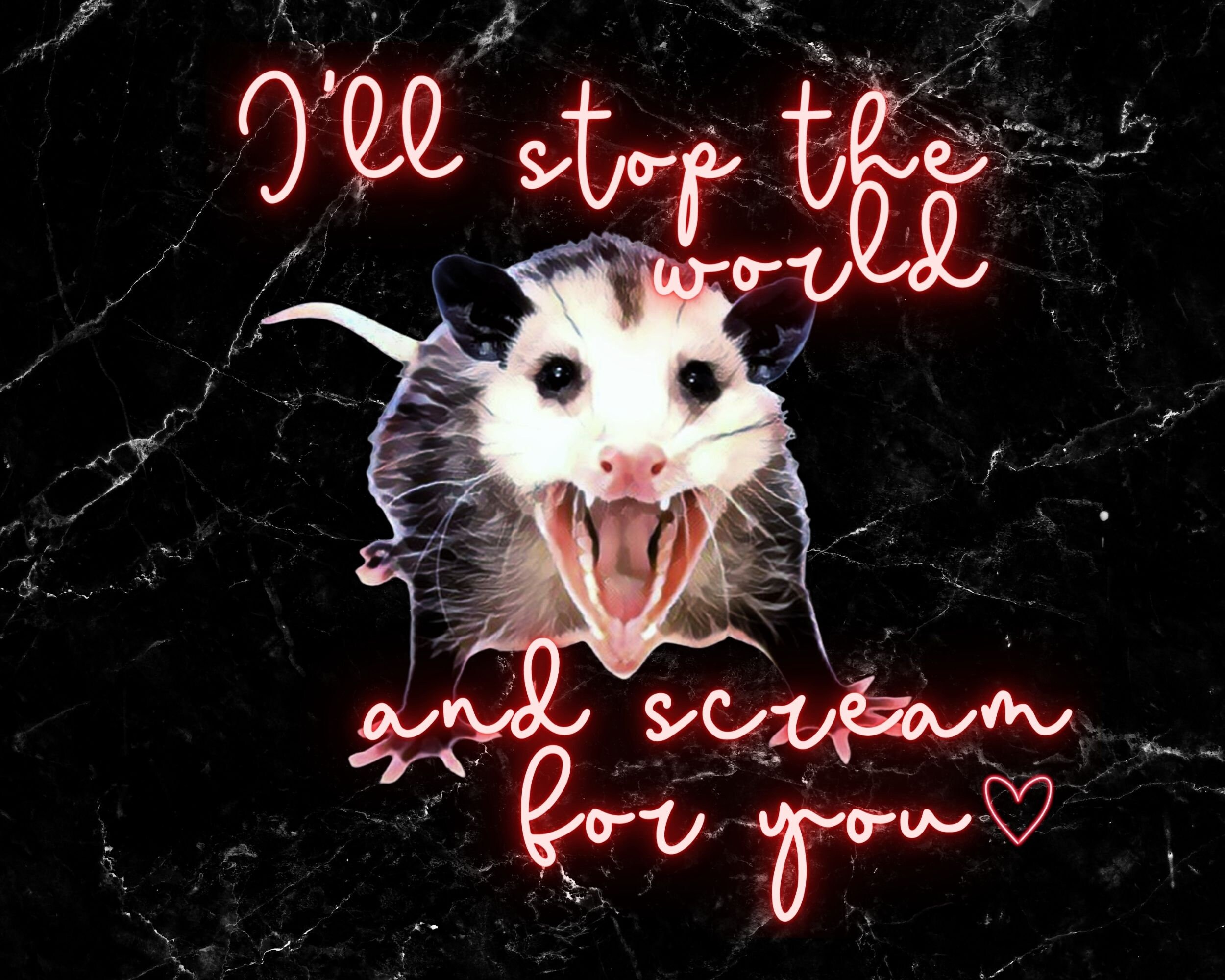 Baby Possum Scream for You Neon Letters Black Mug 11oz - Etsy