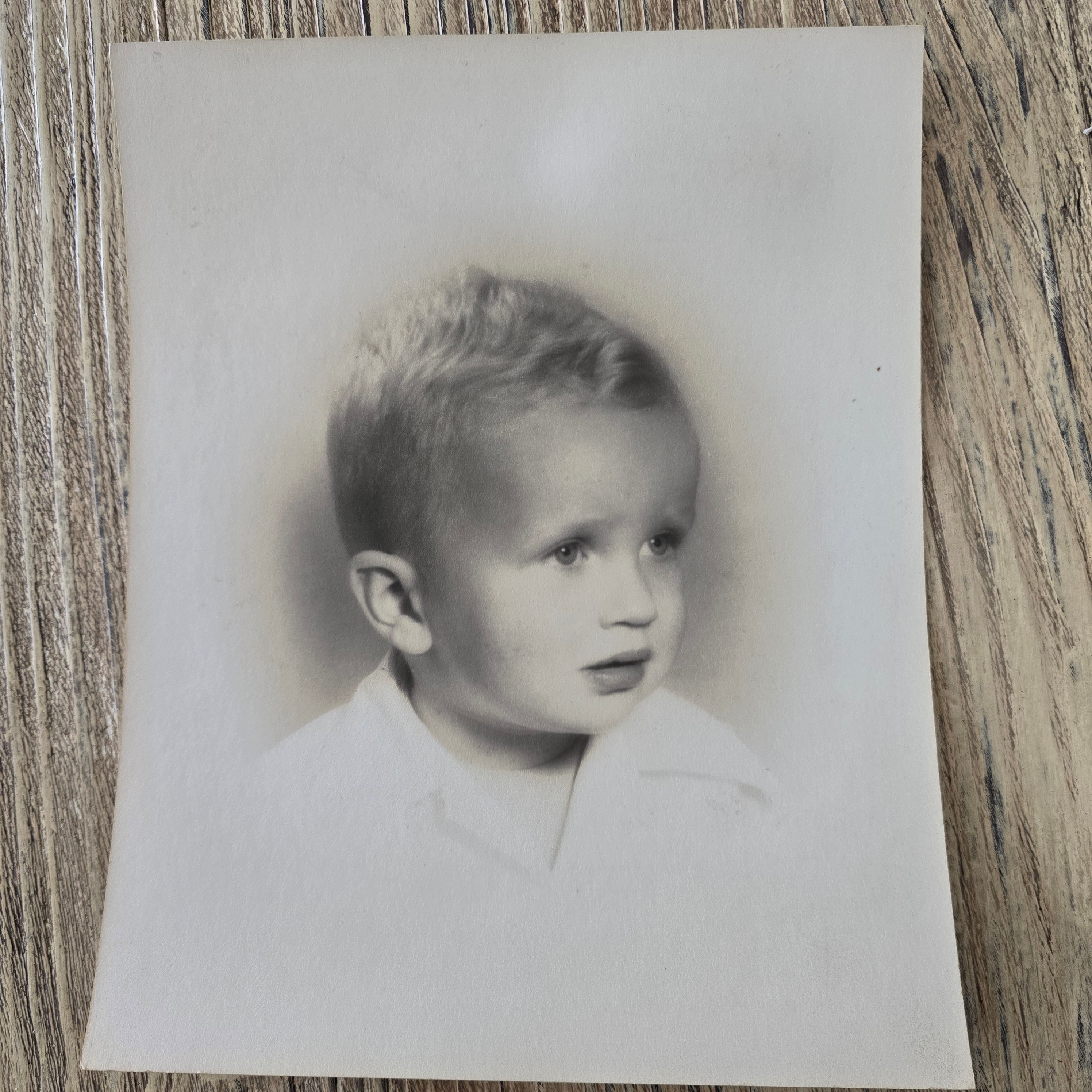 Vintage Old Photo Little Innocent Boy Sepia 1940s Children Photography ...