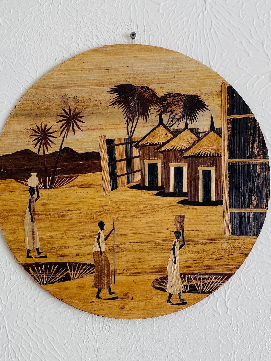 African Banana Palm Leaf Art Appliqué Original Wall Hanging Traditional ...