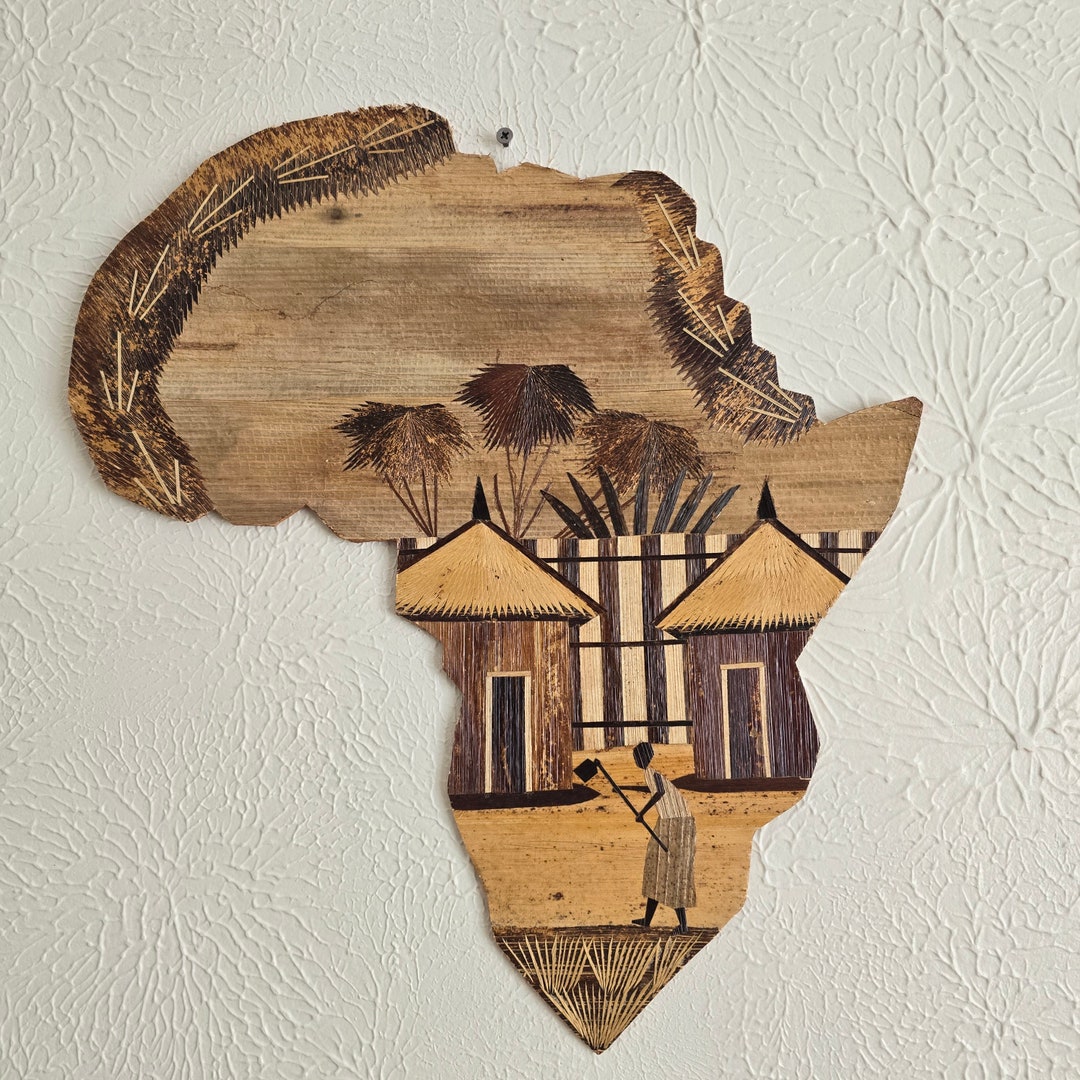 African Banana Palm Leaf Handmade Art Appliqué Original Wall Hanging ...