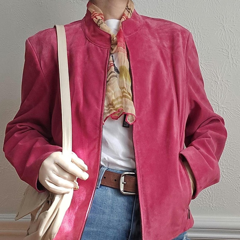 Pink Leather Jacket - Etsy