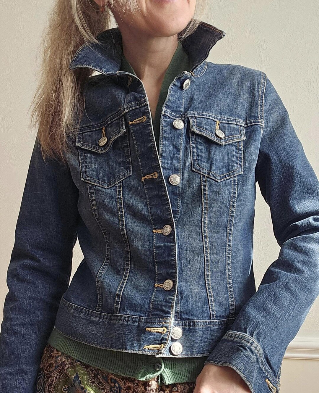 Navy Blue Denim Cropped Jacket XS S Women's Lady Vintage - Etsy
