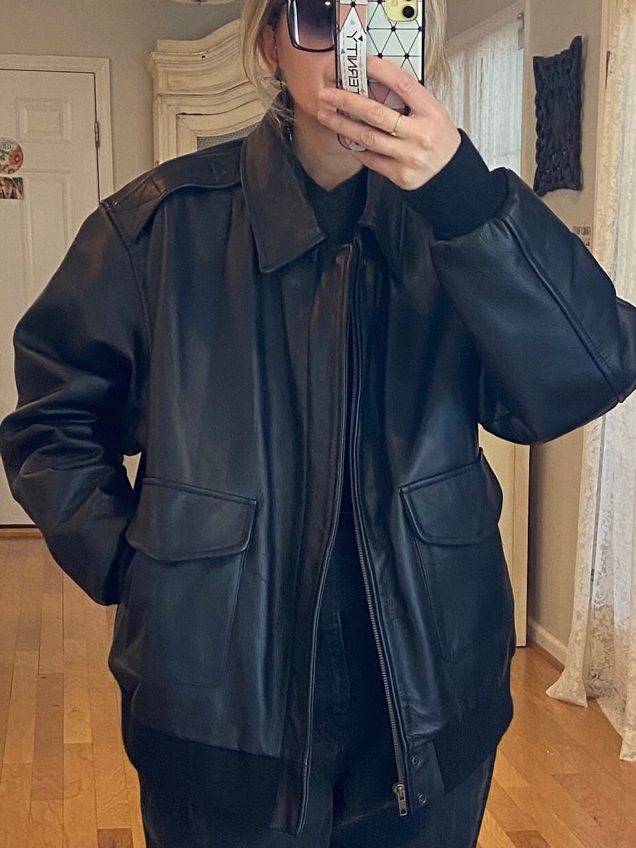 Type A-2 L US Army Air Force Flyers Black Leather Jacket Military ...