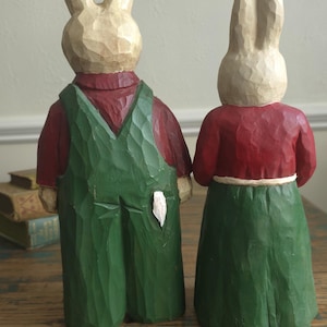 Vintage Rabbit Figurines Couple Set Peter Rabbit’s Parents Rustic Folk ...