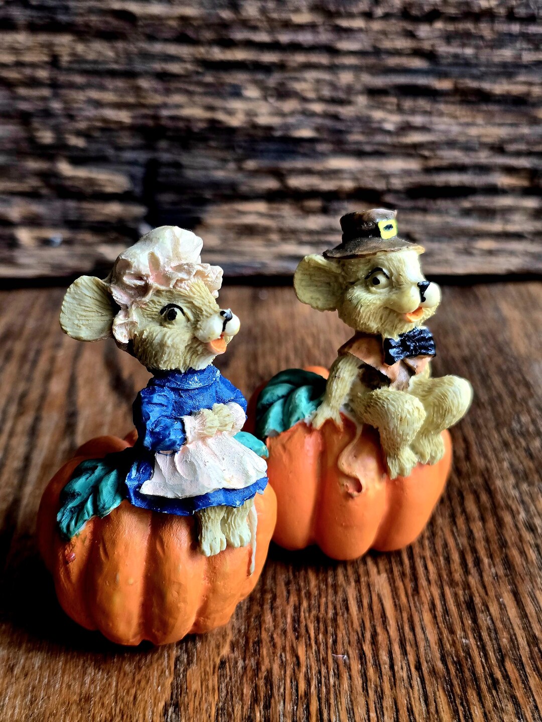 Thanksgiving Mice Figurines – Vintage Resin Fall Harvest Mouse Couple ...