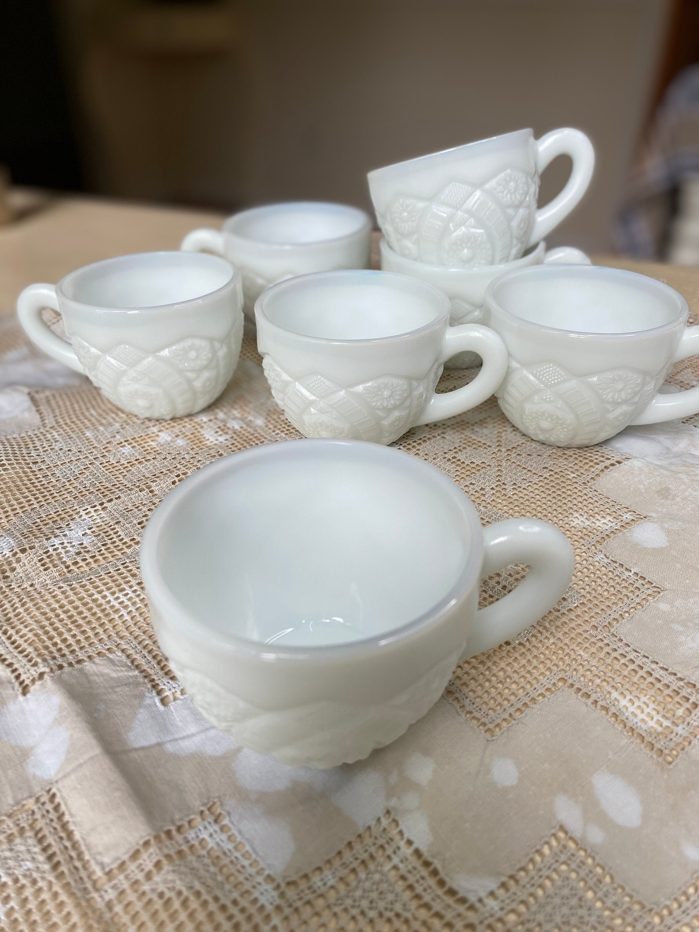 1930s Westmoreland Mckee Milk Glass Punch Mug Set of 7 Vintage - Etsy