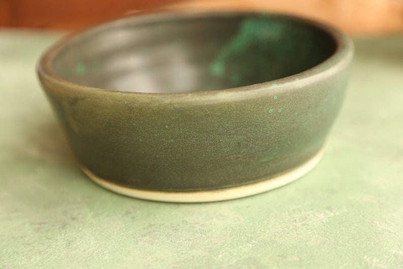 Vintage Emerald Green Pottery Bowl Handmade Ceramic Speckled - Etsy