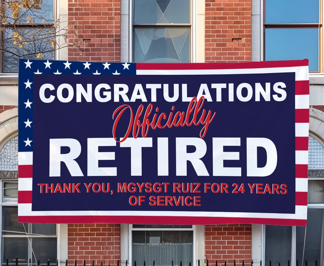Custom Military Retirement Banner, All Branches Retirement Party Decor ...