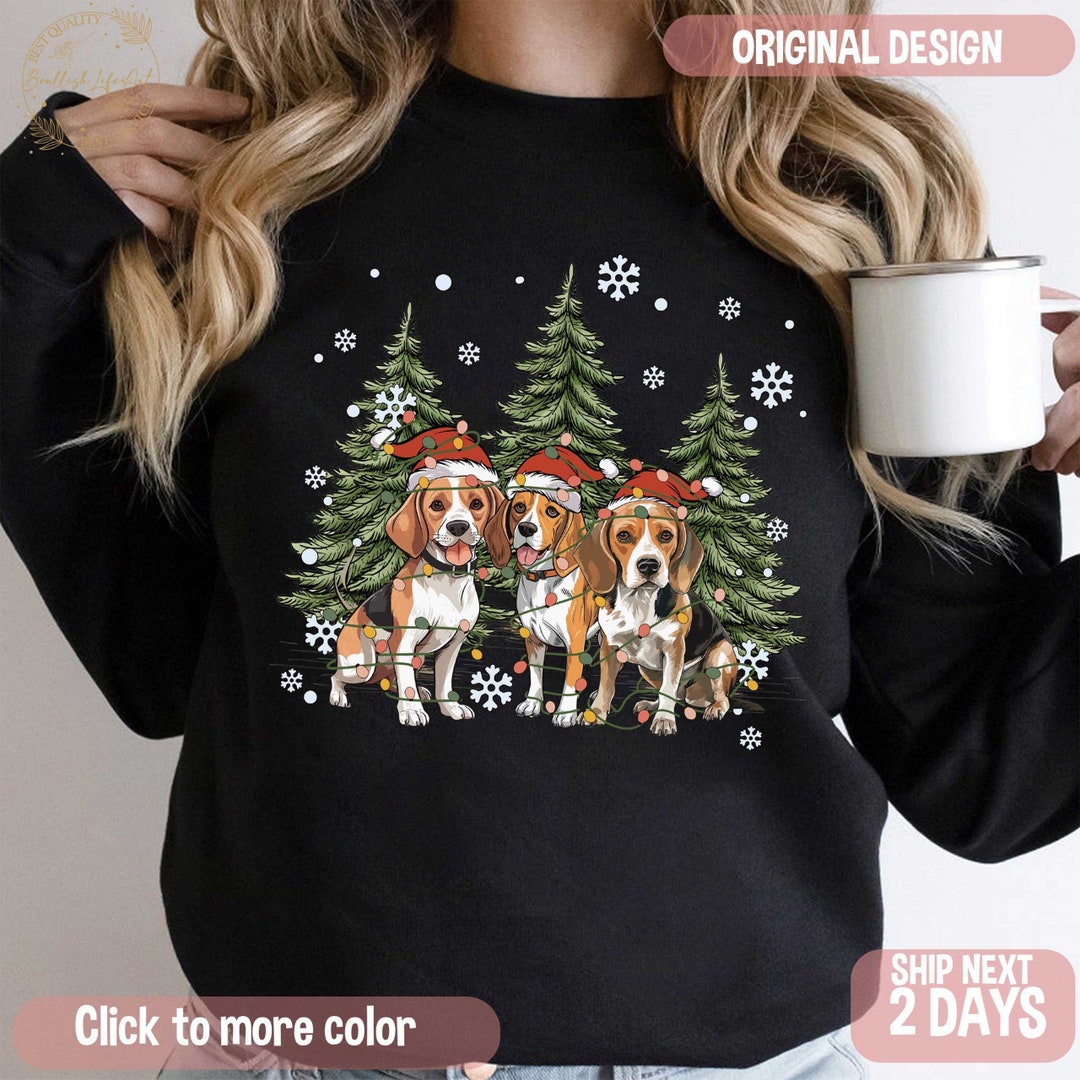 Cute Beagle Dog Christmas Holiday Shirt, Holiday Beagle Dog Shirt ...