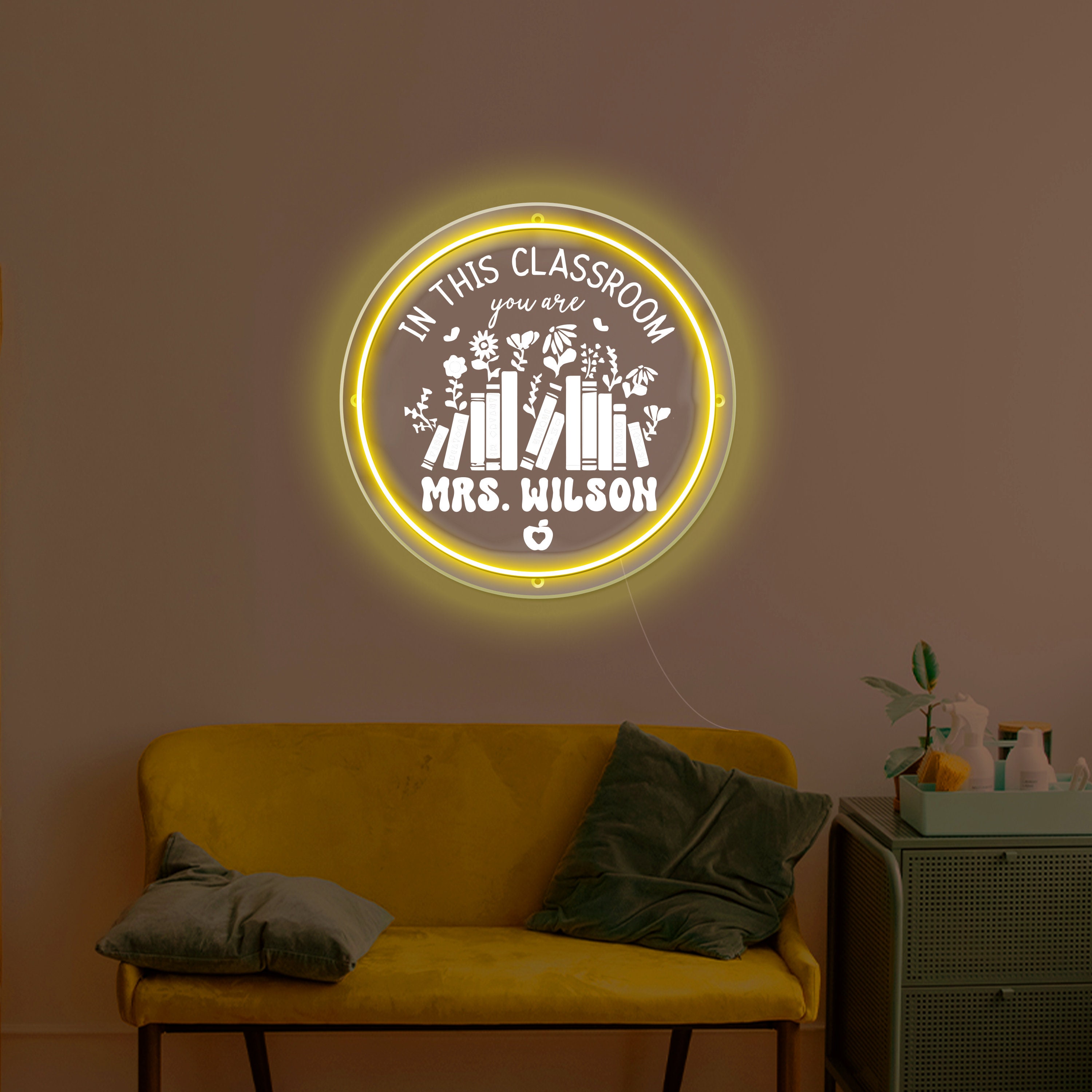 Custom Classroom Neon Sign, Teacher Name Neon Sign, Teacher Door Neon ...