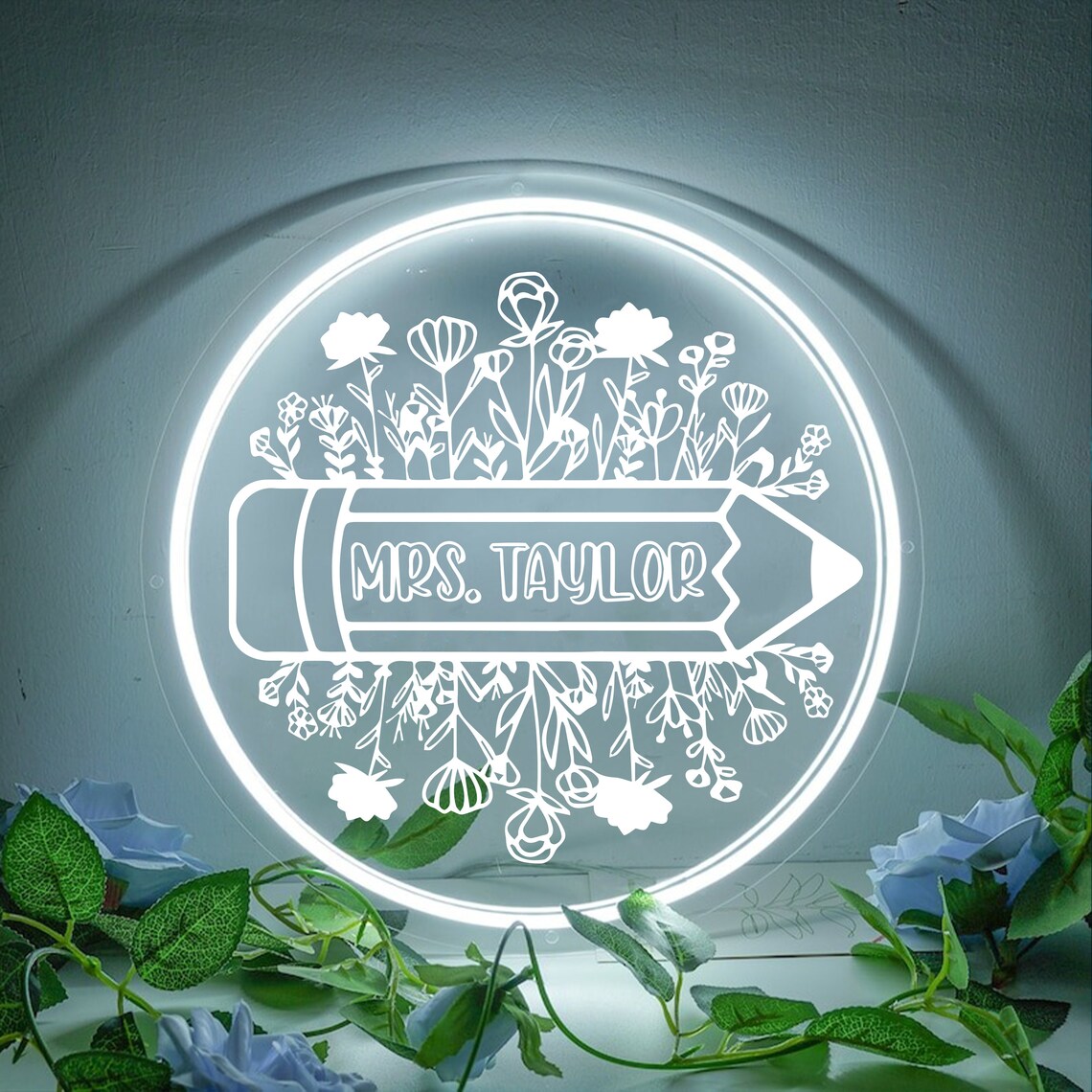 Custom Classroom Neon Sign, Teacher Name Neon Sign, Teacher Door Neon ...