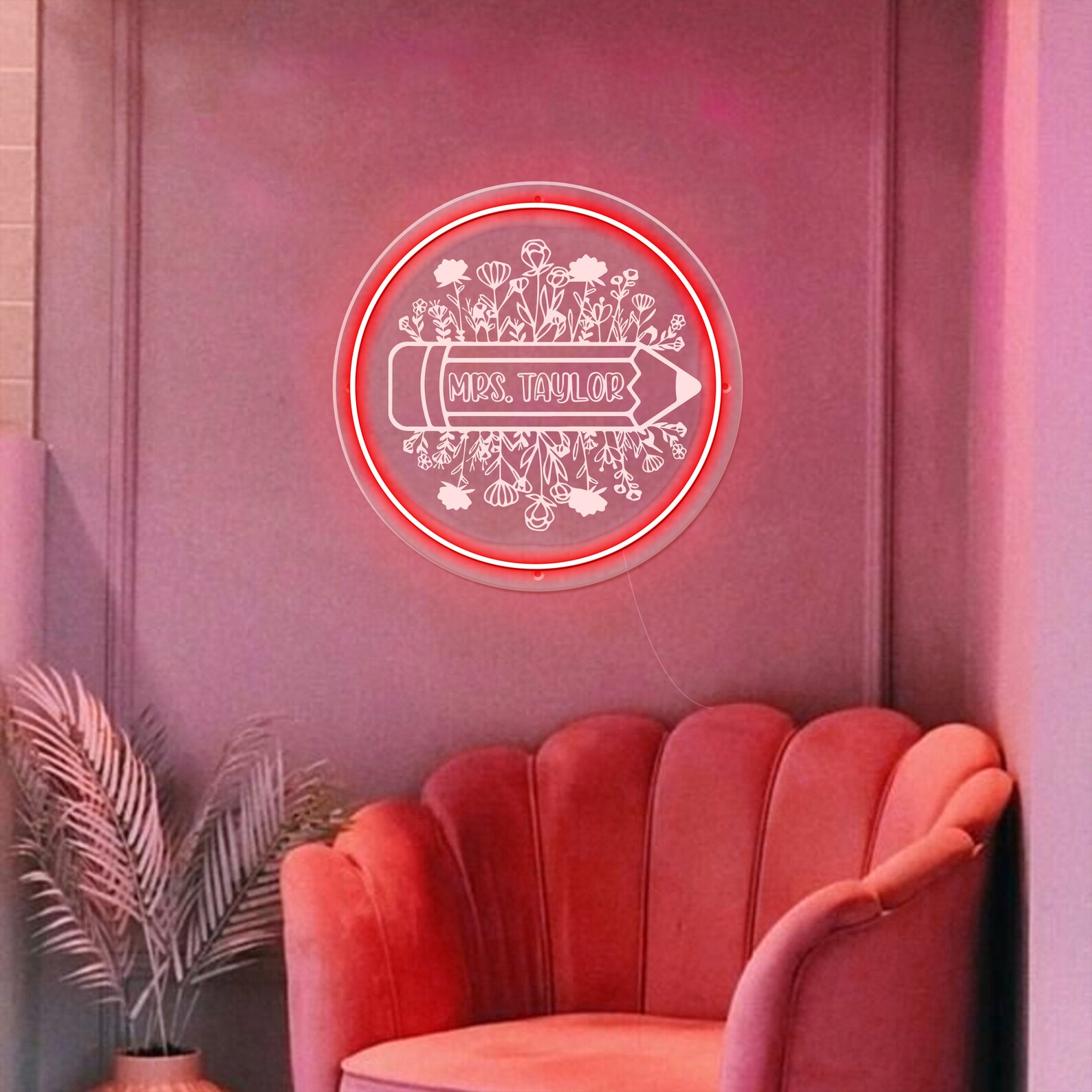 Custom Classroom Neon Sign, Teacher Name Neon Sign, Teacher Door Neon ...