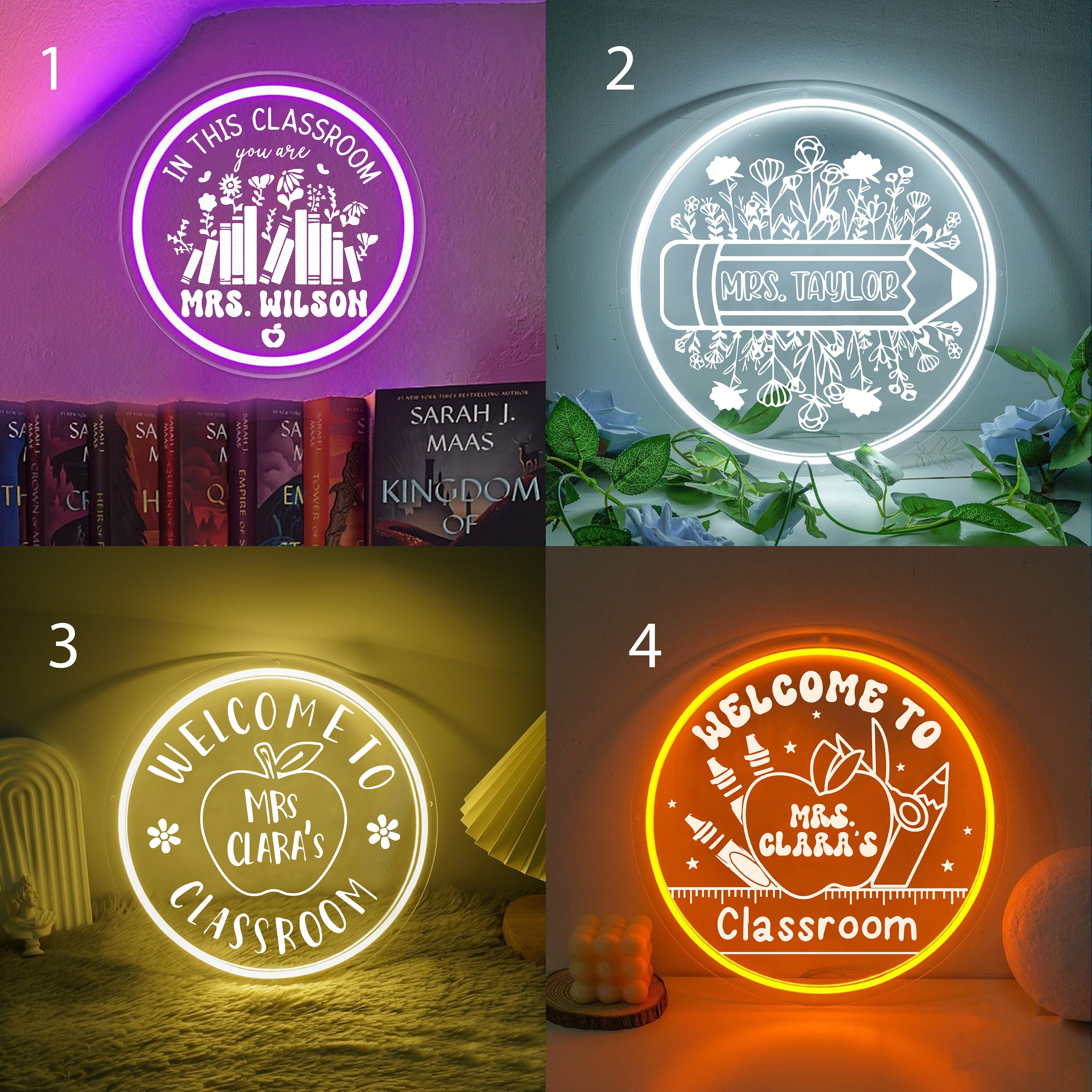 Custom Classroom Neon Sign, Teacher Name Neon Sign, Teacher Door Neon ...