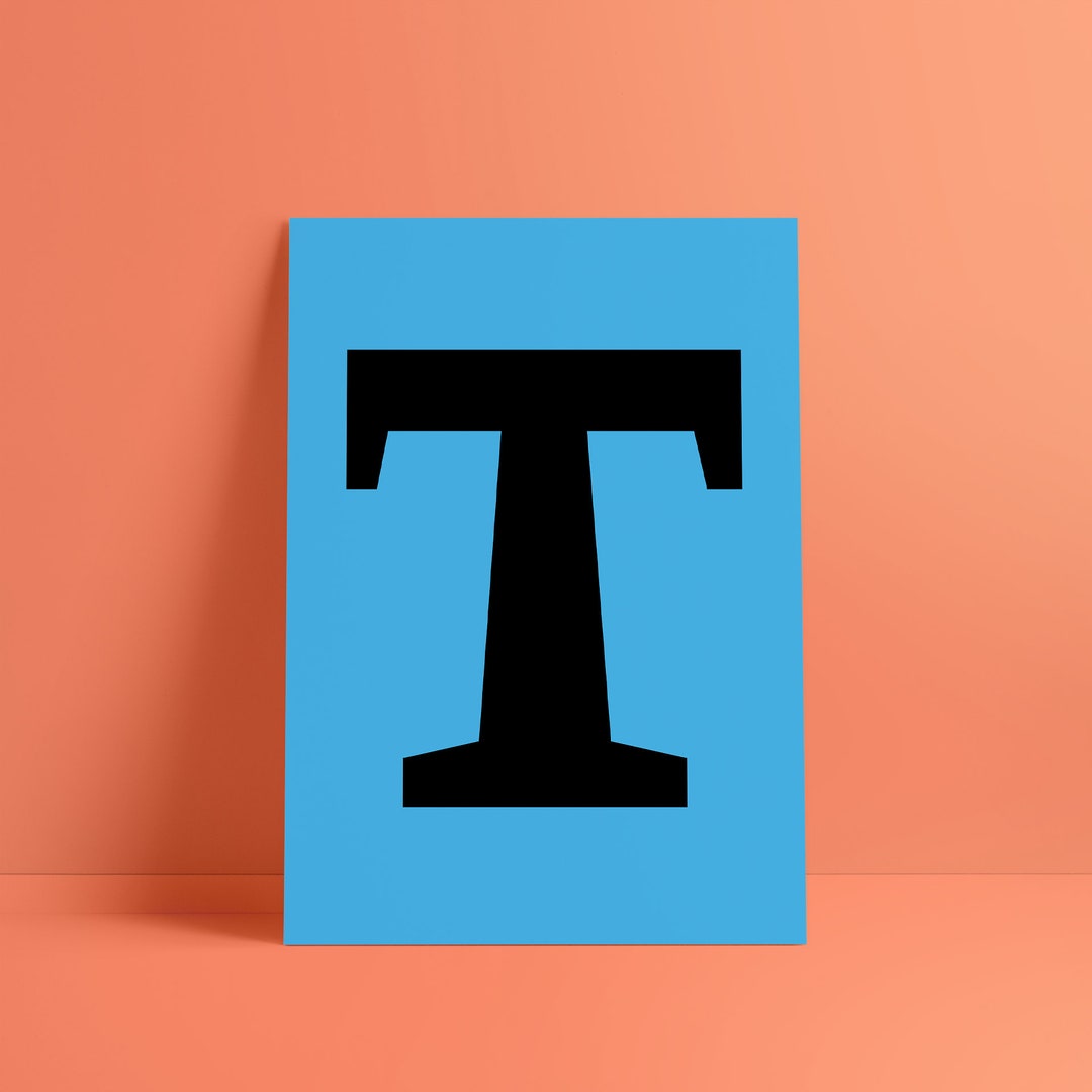 ALPHABET PRINTABLE POSTER Letter T. Custom Made Font. Typographic ...