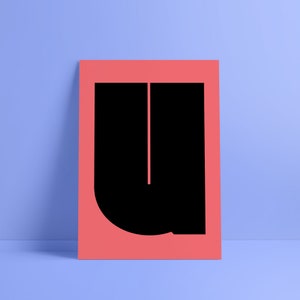 ALPHABET PRINTABLE POSTER Letter U. Custom Made Font. Typographic ...