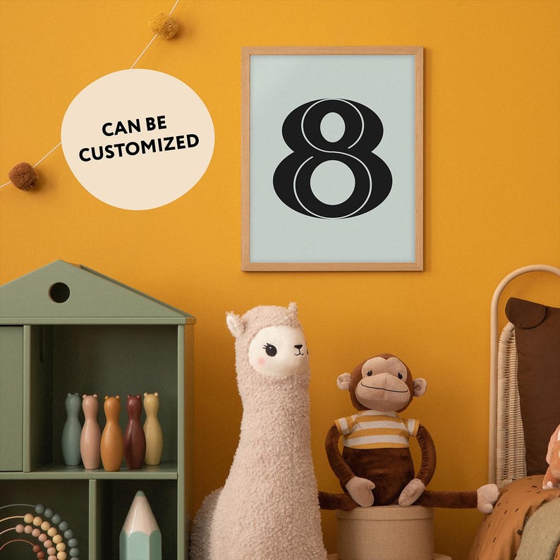 Number 8 Printable Poster, Custom Font (digital Download) - Etsy
