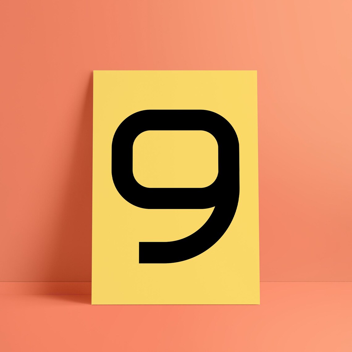 NUMBER PRINTABLE POSTER Number 9. Custom Made Font. Figure. Digit. Nine ...