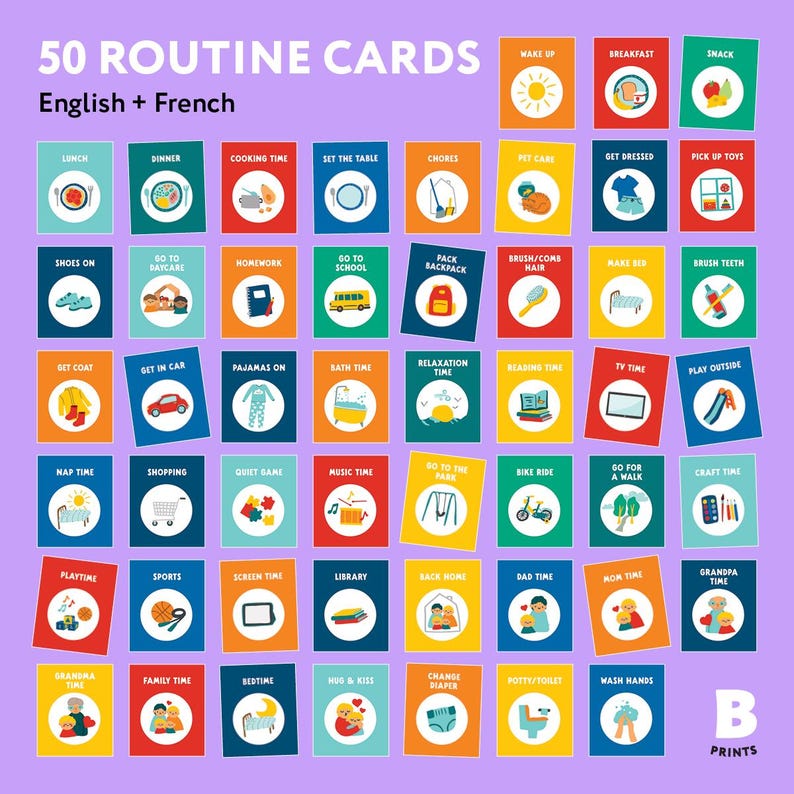 50 PRINTABLE ROUTINE CARDS. Daily Chores and Tasks. Toddlers Routine ...