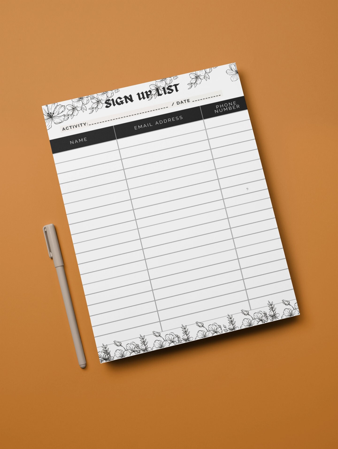 Printable Sign up Sheet, Email Sign Up, Customer Sign In, Sign up Form ...