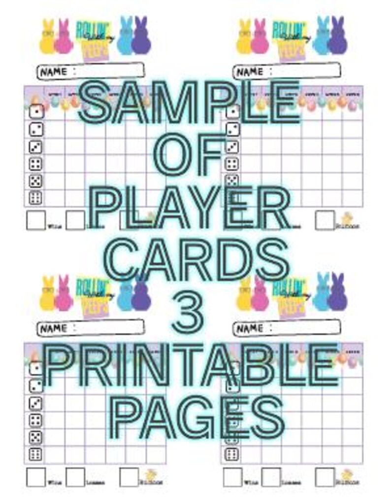 April Bunco - Peeps Edition Score Cards, Table Cards, and Personal ...