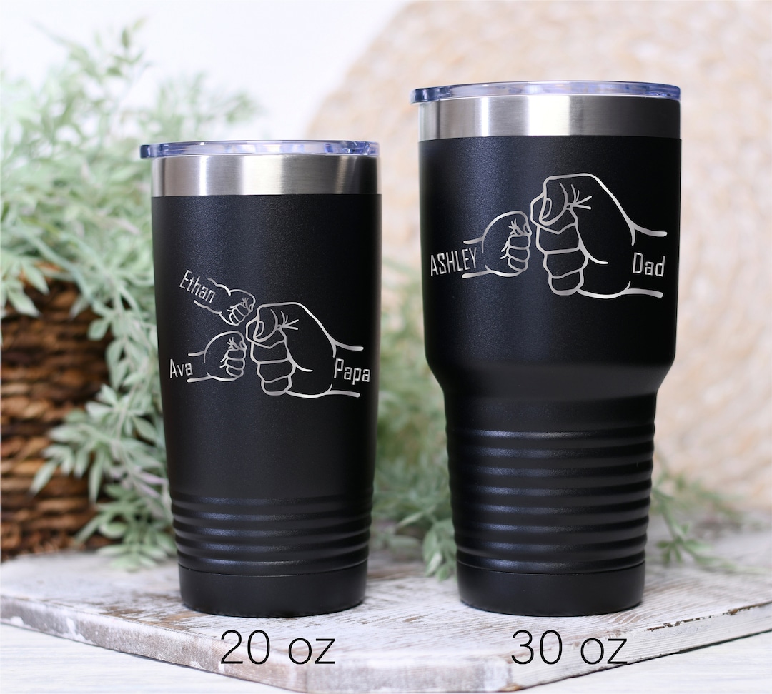 Personalized Dad Gift Dad Hand Fist Tumbler With Kids Name Custom Papa ...