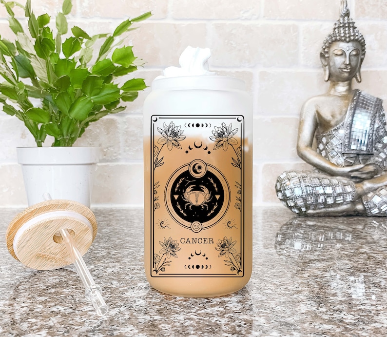 Zodiac Sign Gift Birth Flower Cup Zodiac Sign Iced Coffee Cup With Lid ...