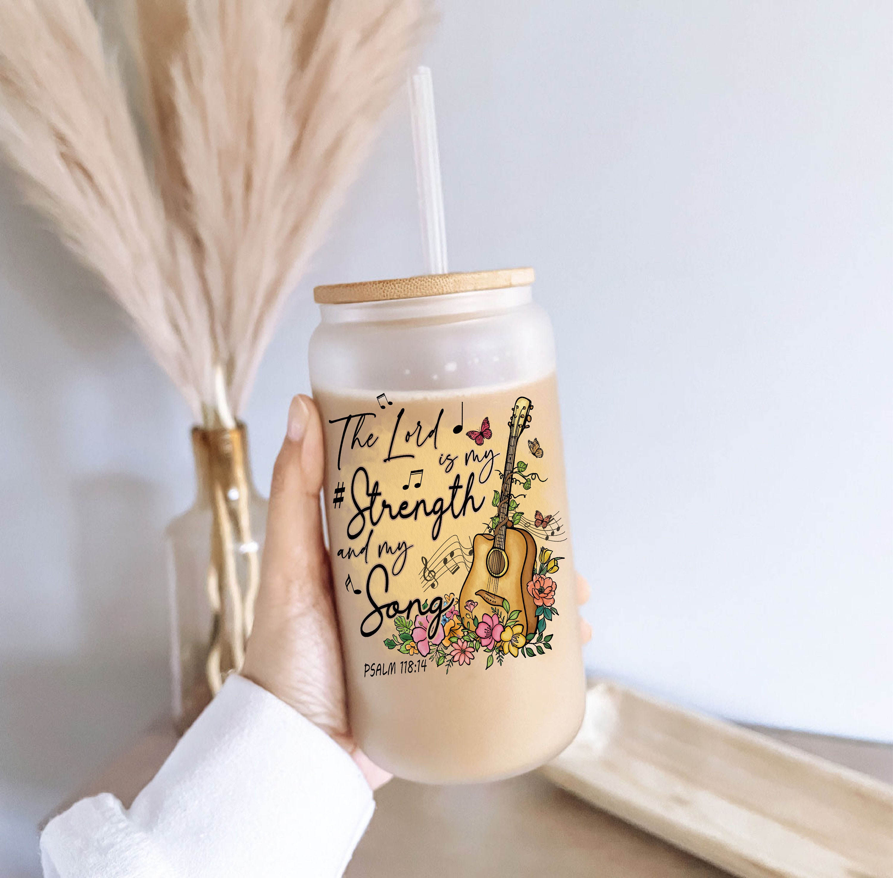 Faith Based Iced Coffee Glass Cup With Lid and Straw Praying Mom Gift ...