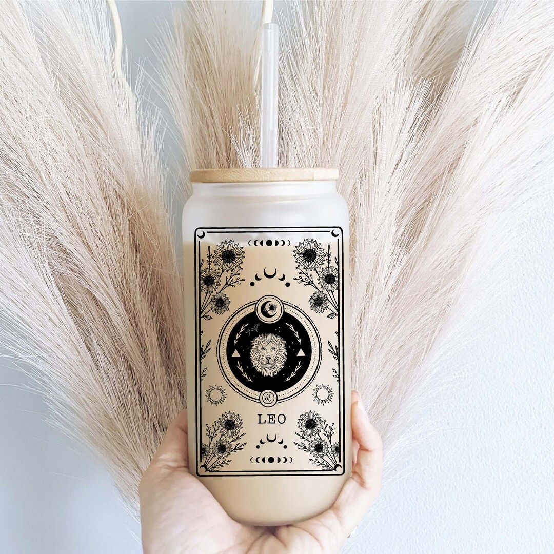 Zodiac Sign Gift Birth Flower Cup Zodiac Sign Iced Coffee Cup With Lid ...