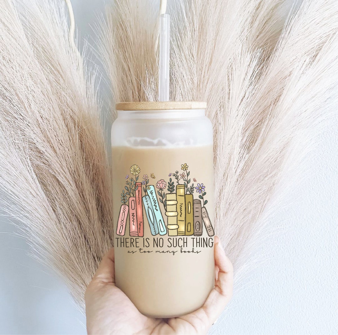 Book Lover Iced Coffee Glass With Lid and Straw Iced Coffee Cups Iced ...