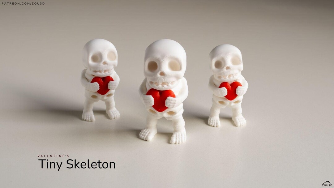 3D Printed Tiny Skeleton Sculpture by Zou3d - Cute Valentines ...